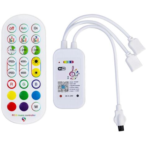 DC5-24V WiFi LED Controller+24 Keys Remote Control APP and Music Sync ...