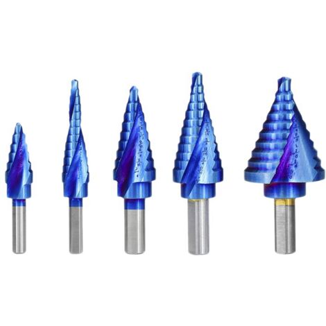 6-Pieces Quick Change SAE Spiral Grooved Step Drill Bit Set with Total ...