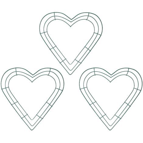 3 Pack Heart Metal Wreath 12 Inch Heart-Shaped Wire Frame for Home ...