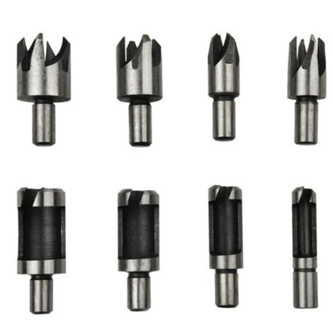 8Pcs Barrel Cork Drill Bit Set Wood Plug Cutter Cutting Tool Bored Hole ...