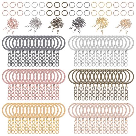 360PCS Key Ring with Chain & Small Screw Eye Pins Hooks for DIY ...