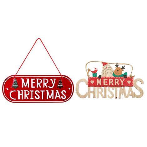 Merry Christmas Plaques Sign for Front Door Home Decor Wall Hanging ...