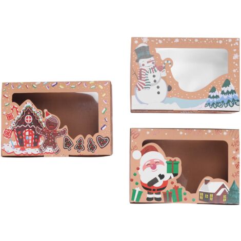 12Pcs Kraft Paper Portable Christmas Gift Box Favor Holders Goody Candy ...