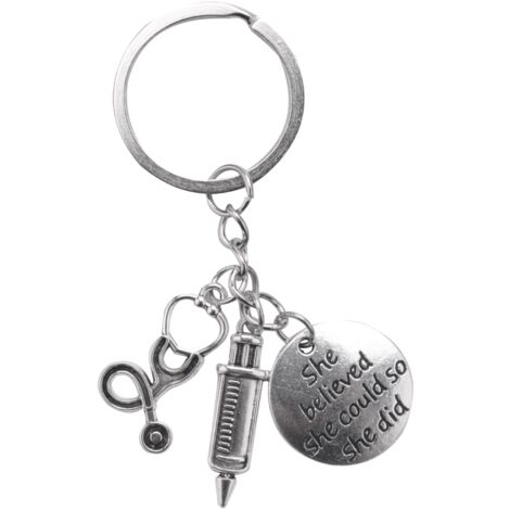 Syringe Stethoscope Keychain Key Chain Keyring Doctor Nurse Physicians ...