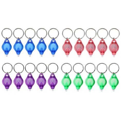 20Pcs LED Keychain Mini Flashlight Light with Hook, Battery Included