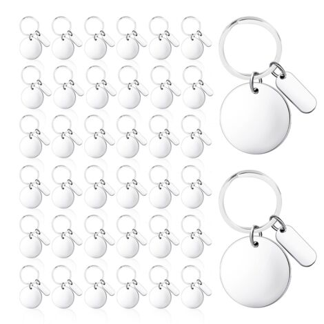 36 Pcs Engravable Metal Keychain Blanks Blank Key Ring Stamping Tags ...
