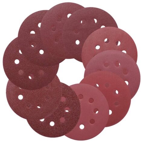 100PCS Disc Sandpaper 125MM Brushed Sheet 5 Inch 8 Hole Back Flock Dry ...