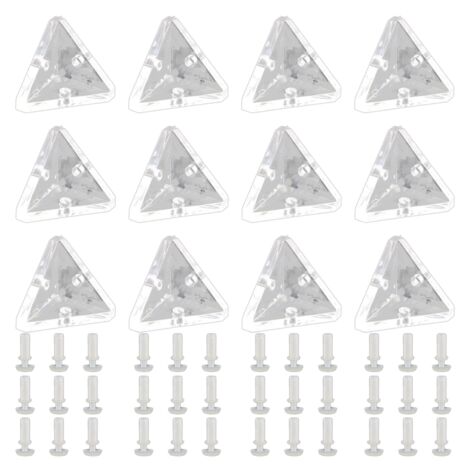 12Pcs Acrylic Corner Brackets with Semitransparent Screws Clear 3-Hole ...