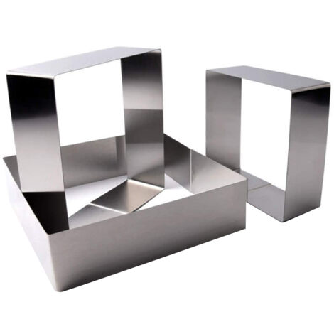 Set of 3 Cake Molds Rings, Square Mousse Mold Stainless Steel Ring Non ...