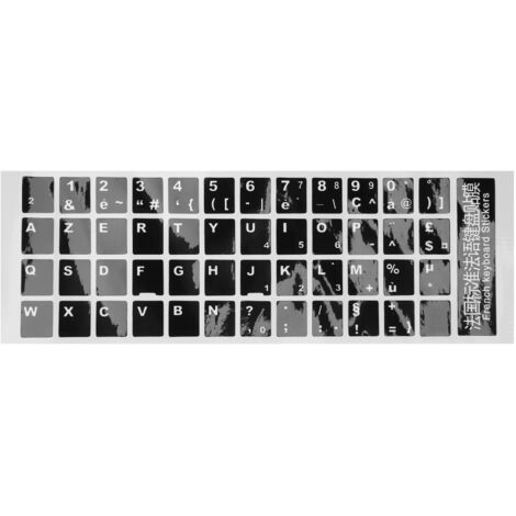 White Letters French Azerty Keyboard Sticker Cover Black for Laptop PC