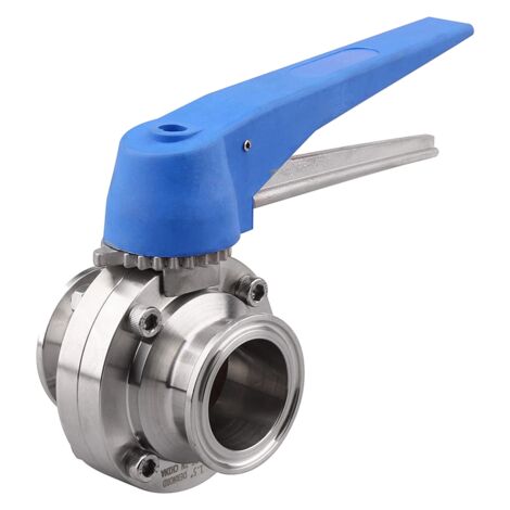 Butterfly Valve with Blue Trigger Handle Stainless Steel 304 Tri-Clamp ...