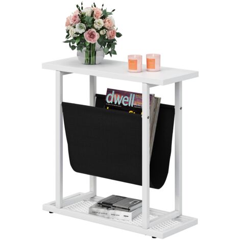 Narrow Side Table with Fabric Storage Organizer Holder, Small Sofa End ...