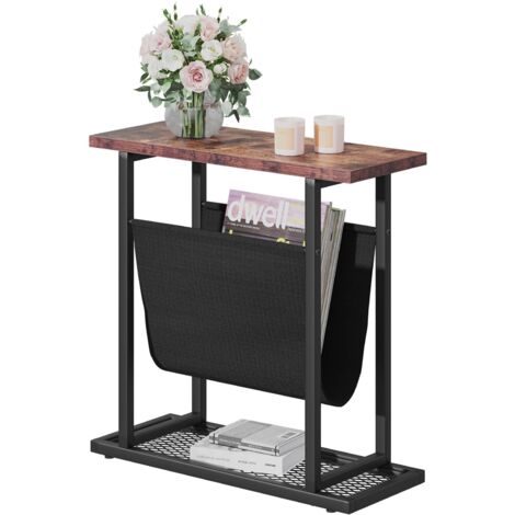 Narrow Side Table with Fabric Storage Organizer Holder, Small Sofa End ...