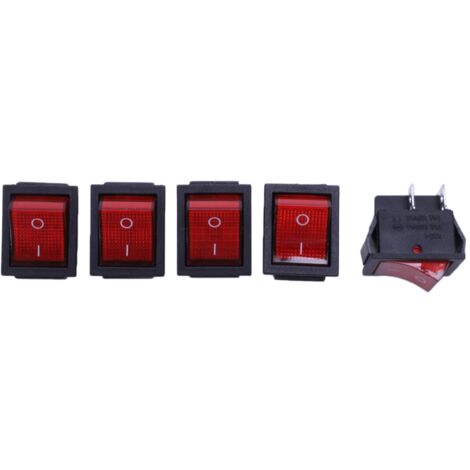 5 x Red Illuminated Light On/Off DPST Boat Rocker Switch 16A/250V 20A ...