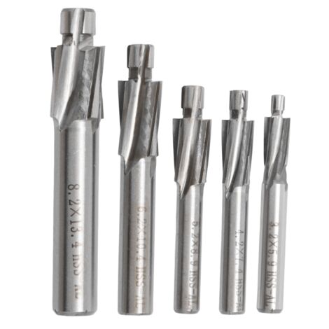 5Pcs HSS Counterbore End Mill M3-M8 Pilot Slotting Tool Milling Cutter ...