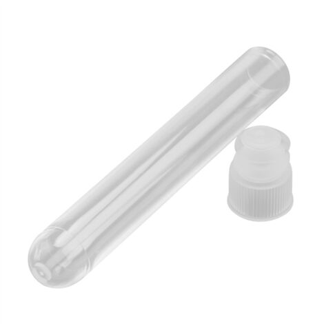 100Pcs Clear Plastic Test Tubes with White Screw Caps Sample Containers ...