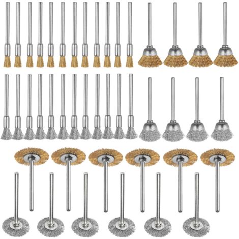 44 Pieces Mini Wire Brush Wheel Cup Brass Steel Set 1/8inch (3mm) Shank ...