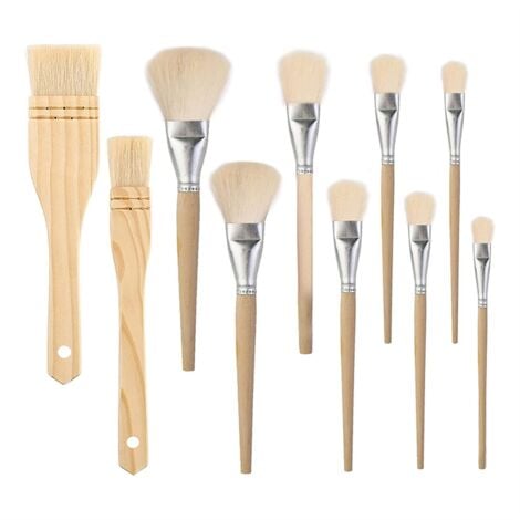 10 PCS Assorted Size Paint Brush Gilding Hair Duster Flat Sweep Mops ...