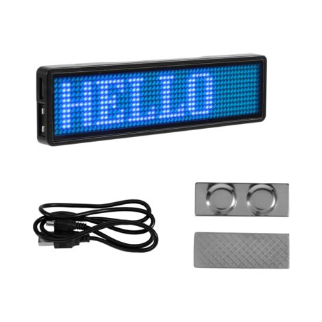 Bluetooth LED Name Badge Rechargeable Light Sign DIY Programmable ...