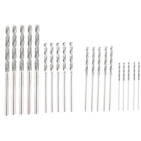 Diamond Drill Bit Set 20 Pieces 4 Sizes 1mm 1.5mm 2mm 2.5mm Twist Tip ...