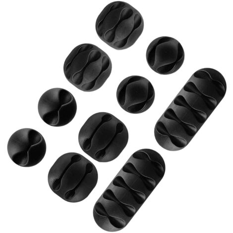 10Pc Black Cable Clips Multipurpose Cord Holder Self-Adhesive ...