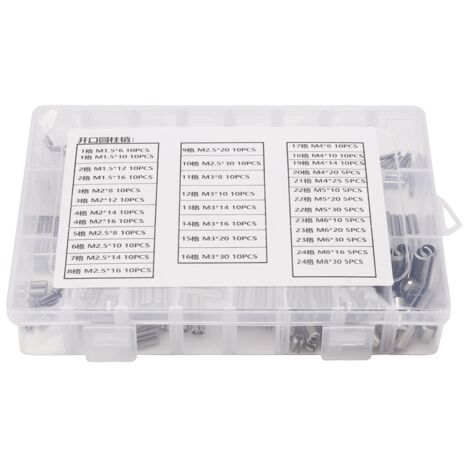 280Pcs Stainless Steel Spring Pin Tension Elastic Cylindrical Cotter ...