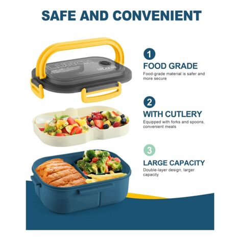 Bento Box Adult Lunch Box, 1200ML Double Layer