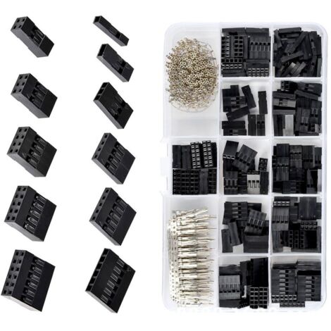 620Pcs Connector 2.54mm, Cable Jumper Wire Pin Header Housing Kit,Male Crimp Pins+Female Pin ...