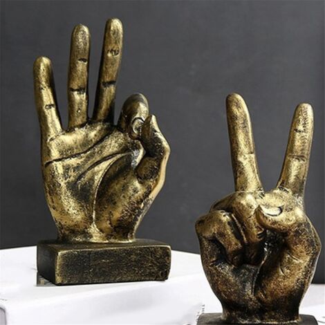 Hand Finger Gesture Desk Statues Fingers Sculpture 9 X 15cm