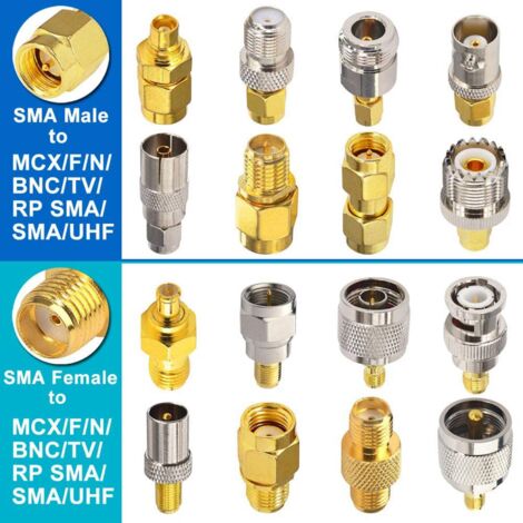 16 Type SMA Connectors SMA Adapter Kits SMA to MCX/TV/F/BNC//RP-SMA ...
