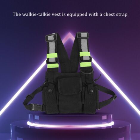 Chest Front Vest for 2 Way Radio Walkie UV-5R Black+green