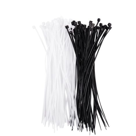 3mm x 150mm Auto Wire Push Cable Zip Tie Organizer White Black 100 Pcs
