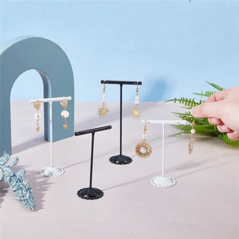 6Pcs Metal T Bar Earring Display Shape Stand Jewlery Showcase