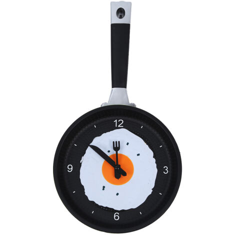 Frying Pan Clock with Fried Egg - Novelty Hanging Kitchen Cafe Wall Green