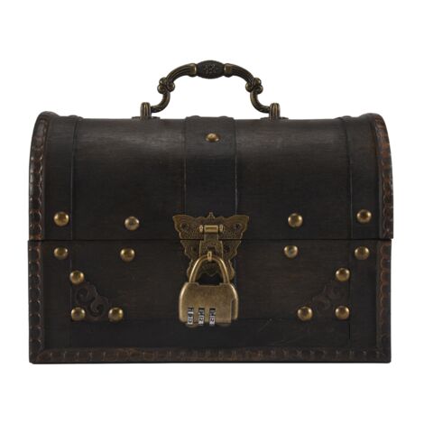 Chic Wooden Pirate Jewellery Storage Box Case Holder Vintage Treasure ...