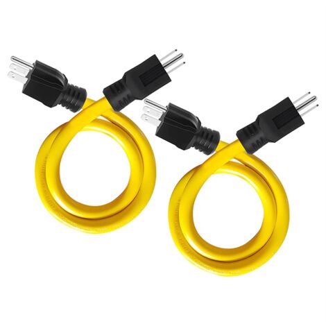 2Ft 3 Plug to Double Male Extension Cord,12AWG 125V NEMA 5-15P Cord ...