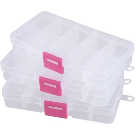 3pcs 10 Grid Electronic Component Parts Kits Plastic Storage Box Case
