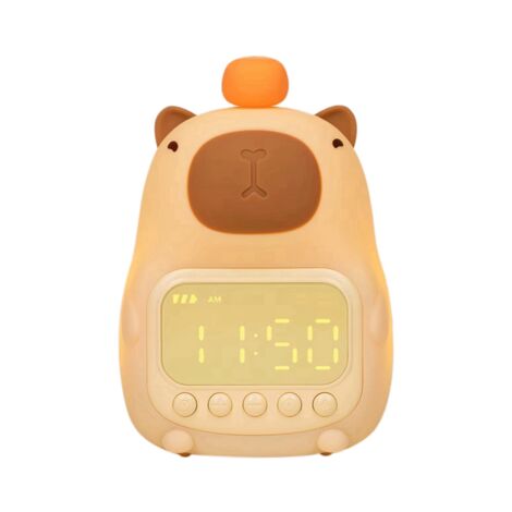 Capybara Themed Bedside LED Snooze Clock,Rechargeable Nightlight,Touch ...