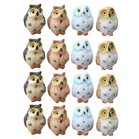 Miniature Resin Night Owls Figurine Fairy Garden Mini Animal Statue Toy ...