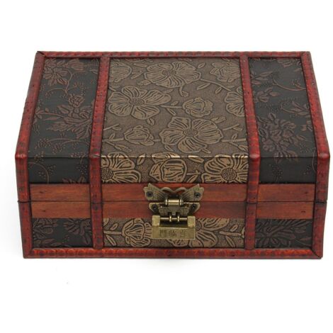 Large Decorative Trinket Jewelry Lock Handmade Vintage Wooden Storage ...