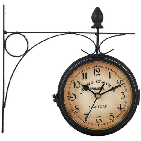 Retro Wall Clock Double-Sided European Antique Style Classic Hanging ...