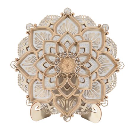 LED Night Light Modern Wall Decor with USB Ports Elegant Wooden Mandala ...