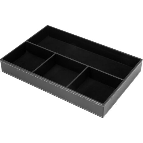4 Slots Desk Drawer Organizer, Pu Leather Drawer Storage Organizer ...