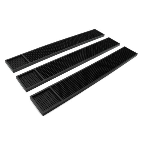 3Pcs Rail Bar Mat Rubber Service Spill Mats for Counter Top Black Home ...