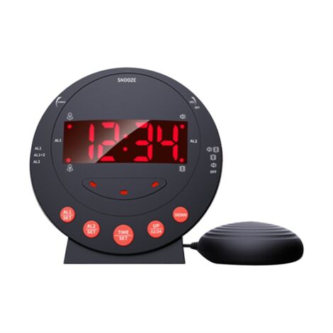 Powerful Vibration Alarm Clock Elderly Deaf Home Digital Extra Loud for ...