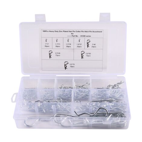 180 Pcs A1288 Split Galvanized R-Type Latch Bolt Cotter Pin Lockpin R Shape