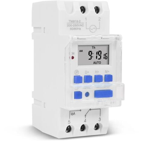 TM919A-2 Programmable Digital Time Switch Relay Timer Control AC 220V 16A Din Rail Mount