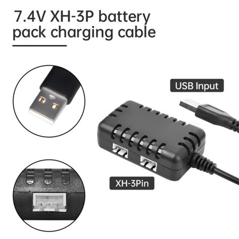 2S 7.4V 2-In-1 Charger with XH-3P Connector Plug for AX24 SCX24 UTB18 ...