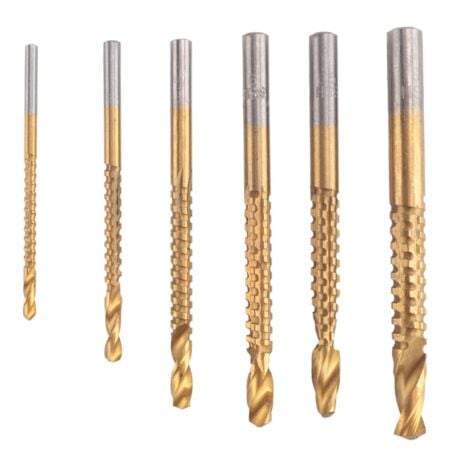 6 Pack Titanium Coated HSS Twist Bits, 3-8mm Serrated Side Cut Bits ...