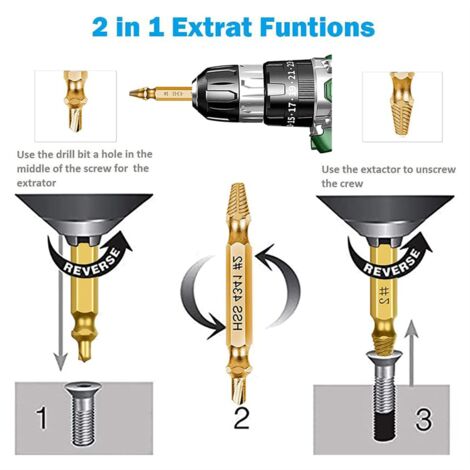6PCS Damaged Screw Extractor Kit,Stripped Set for Easily and Quickly ...